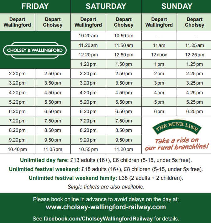 CWR Bunk Train Times - BunkFest 2025